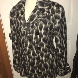 Gucci | Jackets & Coats | Gucci Winter Pea Coat Black White Mohair Fur ...